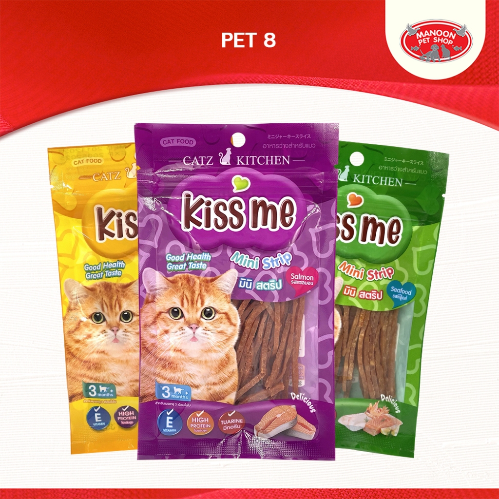 [MANOON] KISS ME JP Mini Strip เพ็ทเอ็ท มินิสตริป ไก่สไลด์ ขนมแมว ขนาด 35 กรัม | Shopee Thailand