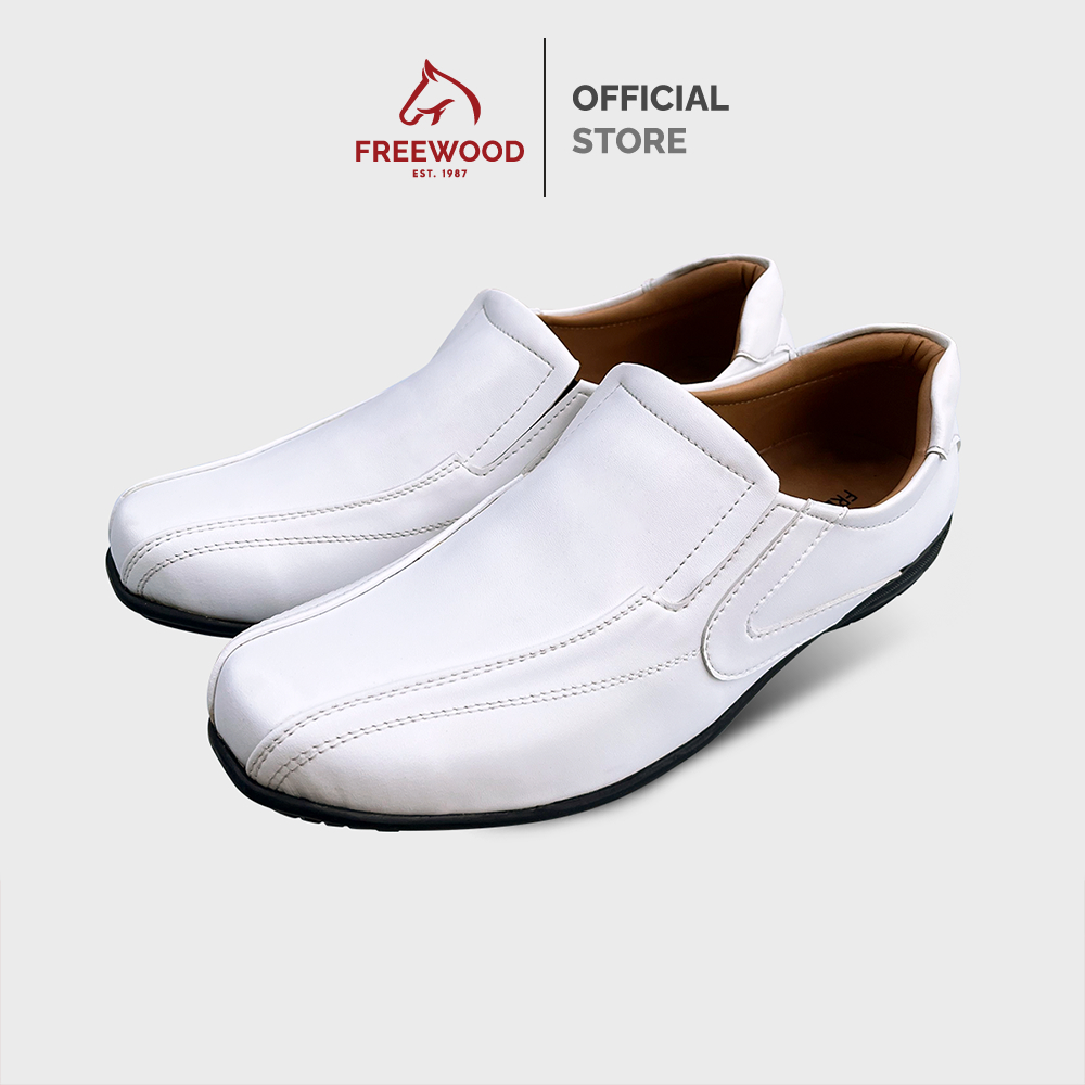 FREEWOOD CASUAL SHOES รองเท้าลำลองผู้ชาย หนังแท้ รุ่น 79-629 สีขาว ...