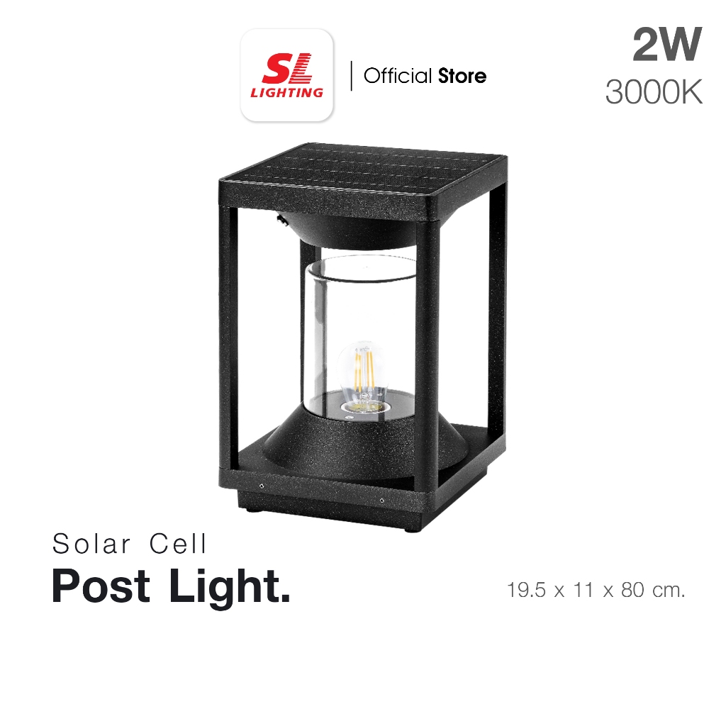 SL LIGHTING | Post Light โคมไฟหัวเสา รุ่น SL-11-SCB8163/BK Solar 2W ...