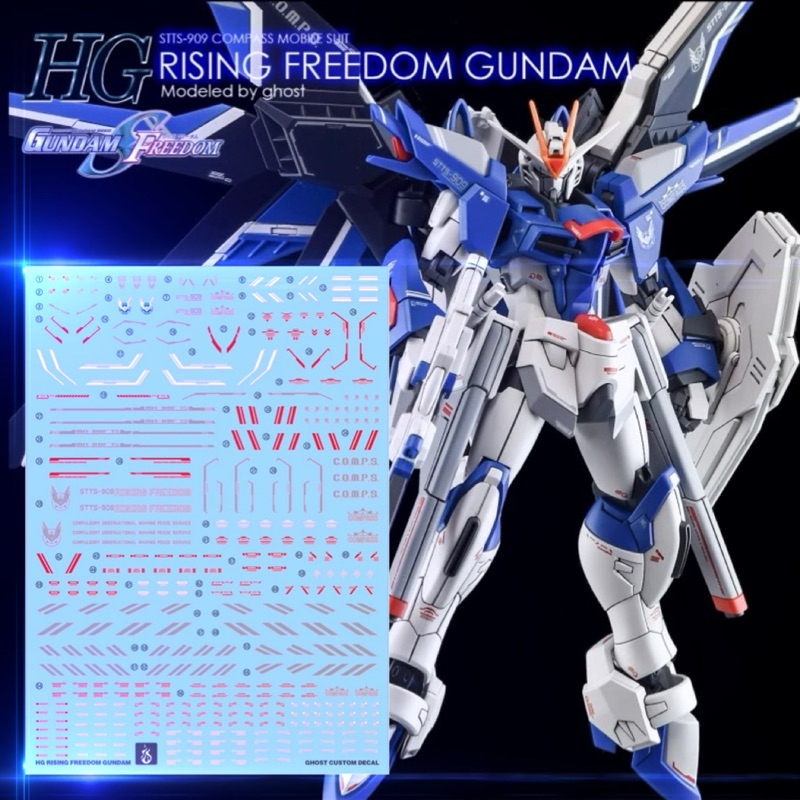 🟦พร้อมส่ง GHOST HGCE DECAL HG RISING FREEDOM GUNDAM เรืองแสงแบล็คไลท์ ...