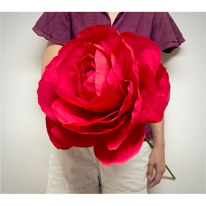 Giant red rose flower กุหลาบกระดาษยักษ์ ดอก 45 ซม ยาวประมาณ 70-80 ซม ...