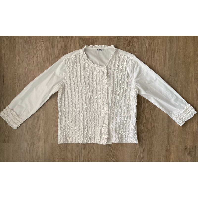 เสื้อสีขาวผู้หญิง รอบอก:38 แบรนด์ SPICA ใส่ไปวัด ทำบุญ ทำงาน ด้านหน้า ...
