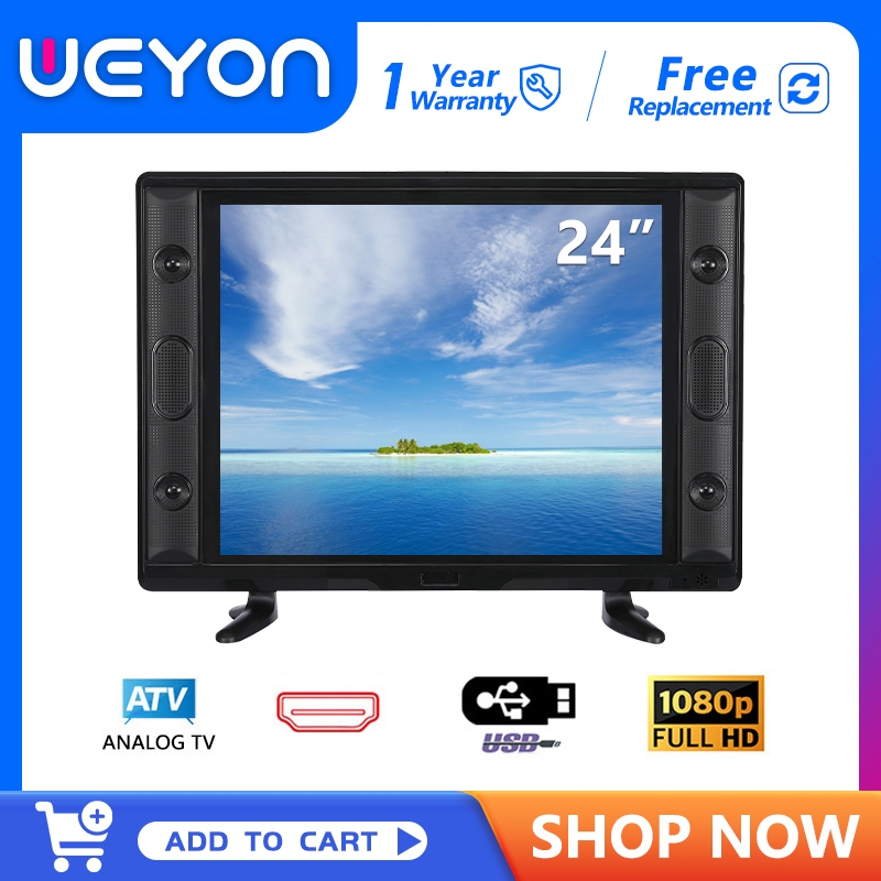 WEYON ทีวีจอแบน 24 นิ้ว LED TV FHD หลายพอร์ต AV+VGA+USB ทีวีอะนาล็อก ...