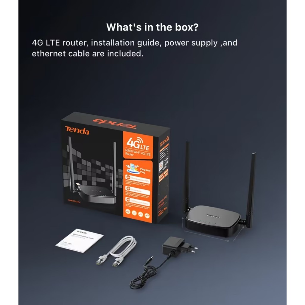 สุดคุ้ม.. Tenda 4G03 Pro N300 Wireless 4G LTE Router เราเตอร์ใส่ซิม 4G ใส่ได้ทุกเครือข่าย ซิม ...