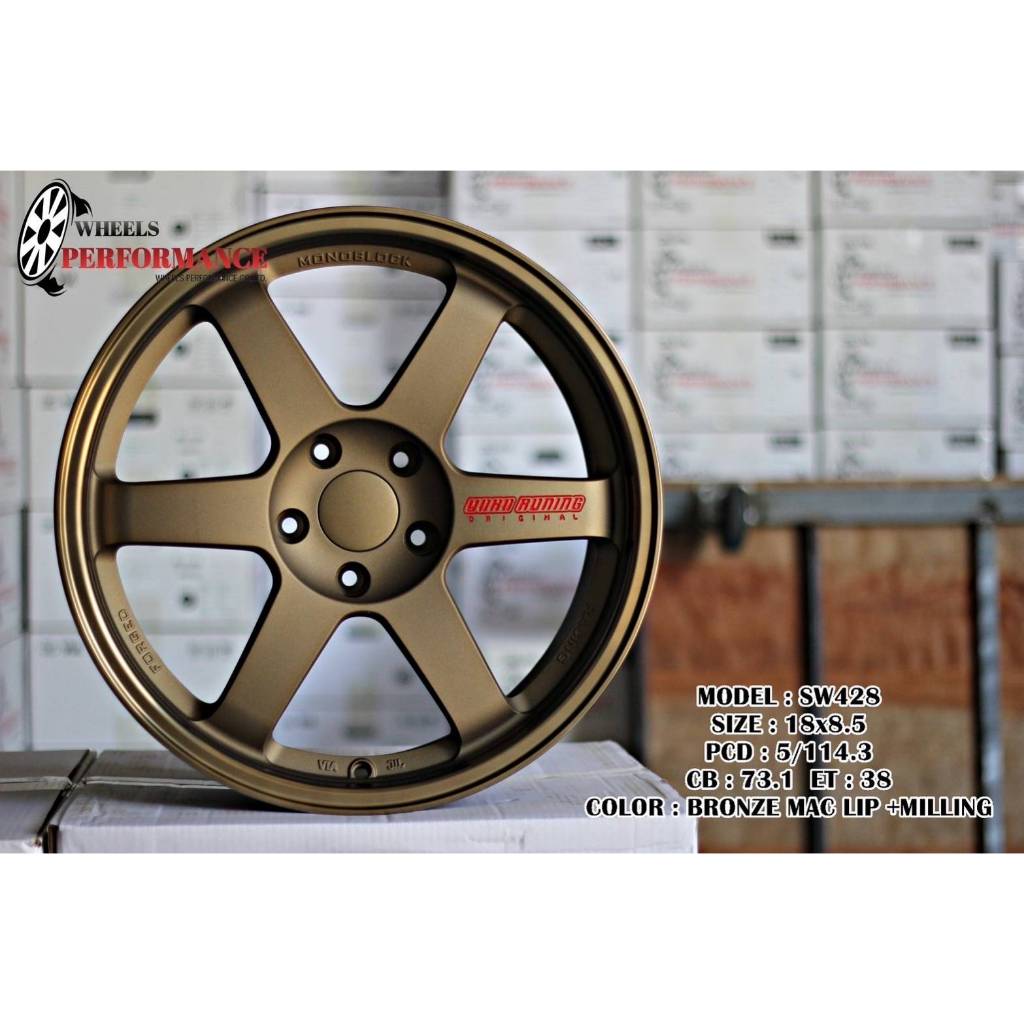 ล้อแม็กขอบ18 TE37 (ราคาต่อ2วง) หยอดแดง 18x8.5 5hx114.3 ET+38 WHEELS PERFORMANCE รุ่น SW428 แถม ...