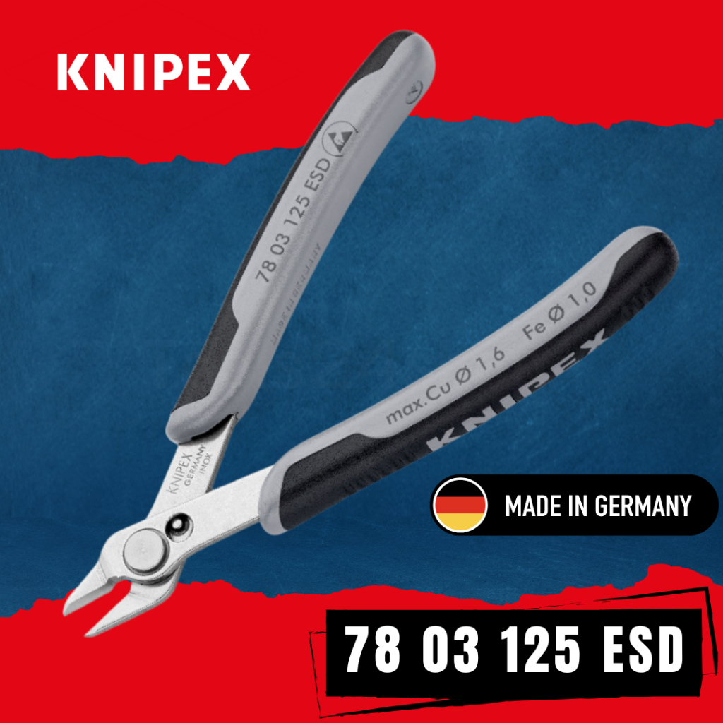 KNIPEX คีมตัดเรียบ 5 นิ้ว ด้ามหนา Super Knips INOX No.78 03 125 ESD ...