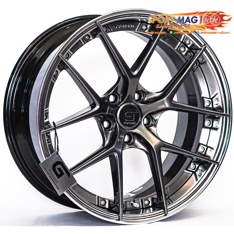 ล้อแม็กแท้2ชิ้น G-Forged GF08 5รู114 สีไฮเปอร์ดาร์คขอบเงา ET32-40 F8.5 ...