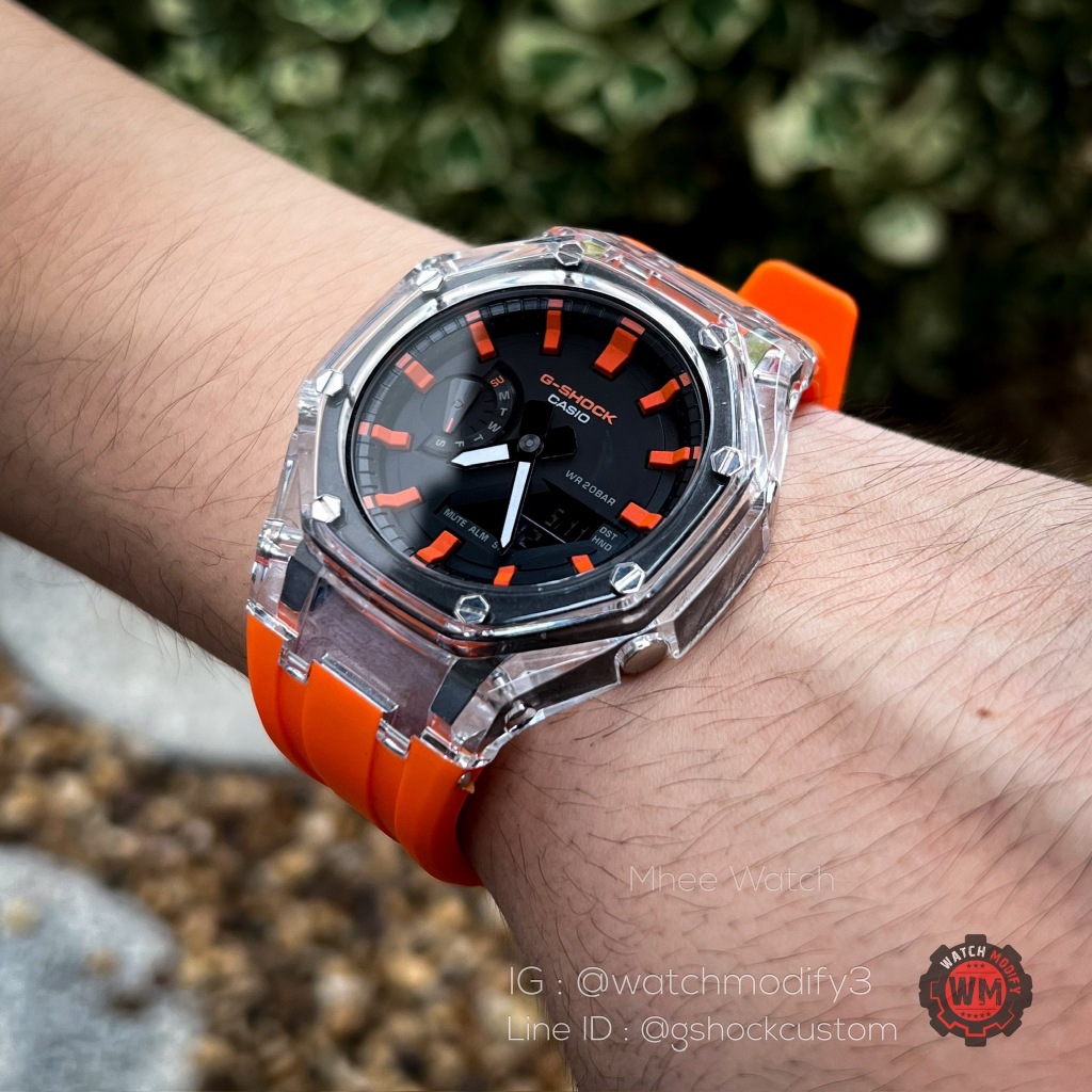 G-Shock Orange with Clear Crystal Case Rubber Strap | Shopee Thailand