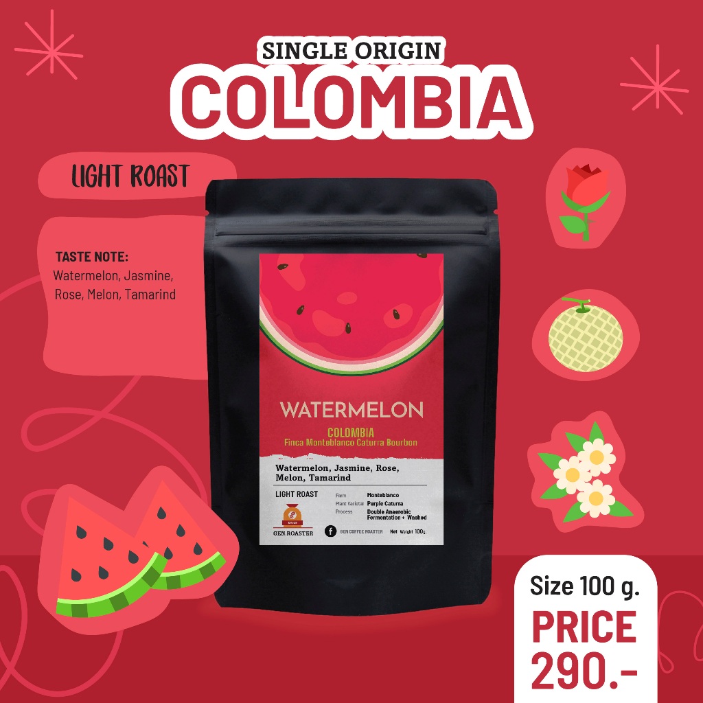 เมล็ดกาแฟColombia Watermelon Finca Monteblanco กาแฟรส แตงโมง แมล่อน ชัด ...