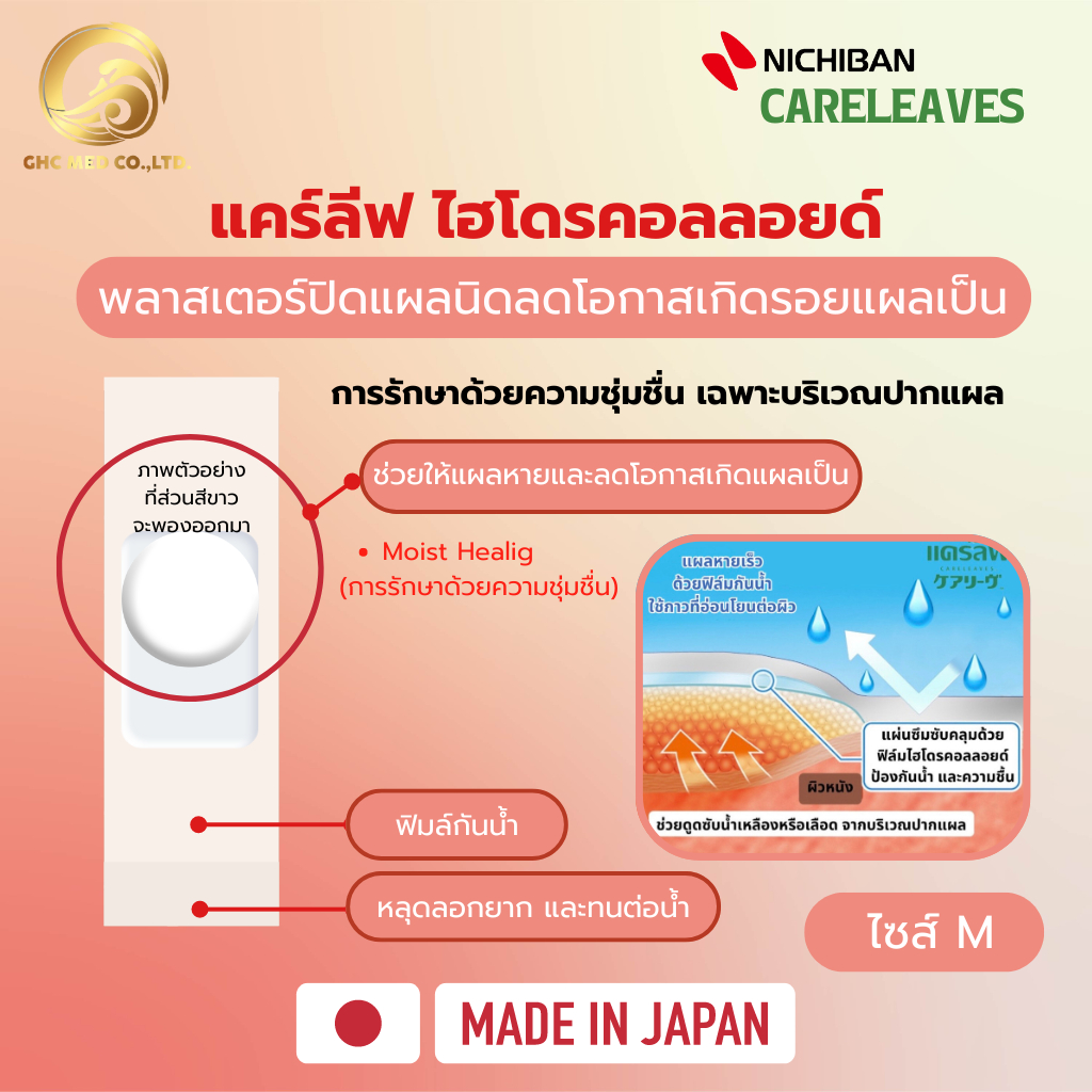 ลด 50% NICHIBAN Careleaves Hydrocolliod Plaster แคร์ลีฟ ไฮโดรคอลลอยด์ ...