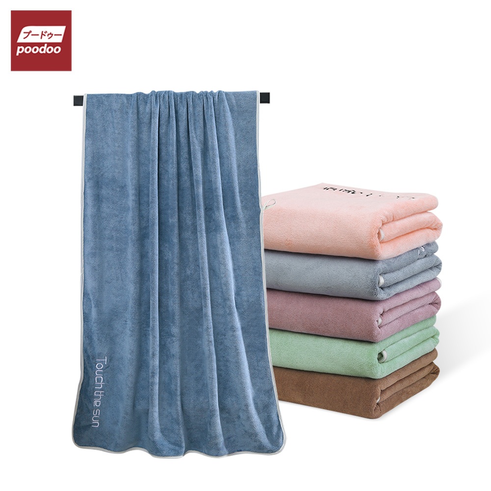poodoo ผ้าเช็ดตัว ผ้าไมโครไฟเบอร์ ขนาด140*70cm หนานุ่ม ดูดซับน้ำได้ดี ...