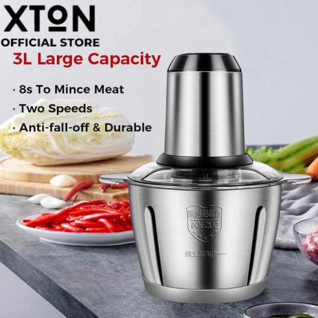 XTON เครื่องปั่นเนื้อ เครื่องผสมอาหาร 3 ใบมีด 2/3 ลิตร เครื่องปั่นพริก เครื่องปั่น รับประกัน 5 ...