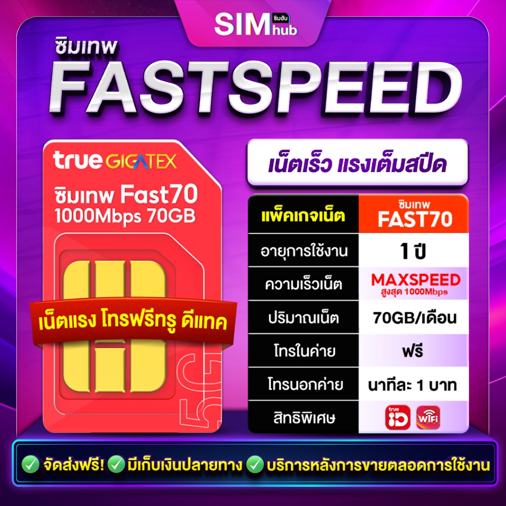 ซิมเทพ Fast Fast70 ซิมเทพฟาสต์ 70 ซิมเน็ตรายปี ซิมเทพ ซิมเทพทรู ซิมเน็ต Simtrue Simnet Simhub ...