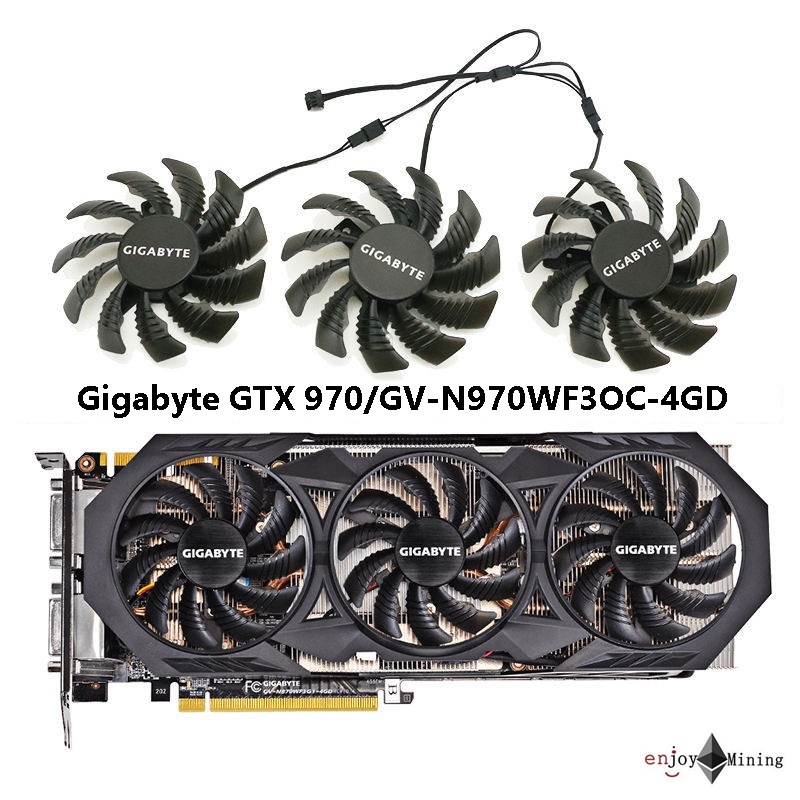 พัดลมการ์ดจอ Gigabyte GTX 970/GV-N970WF3OC-4GD graphics card cooling ...