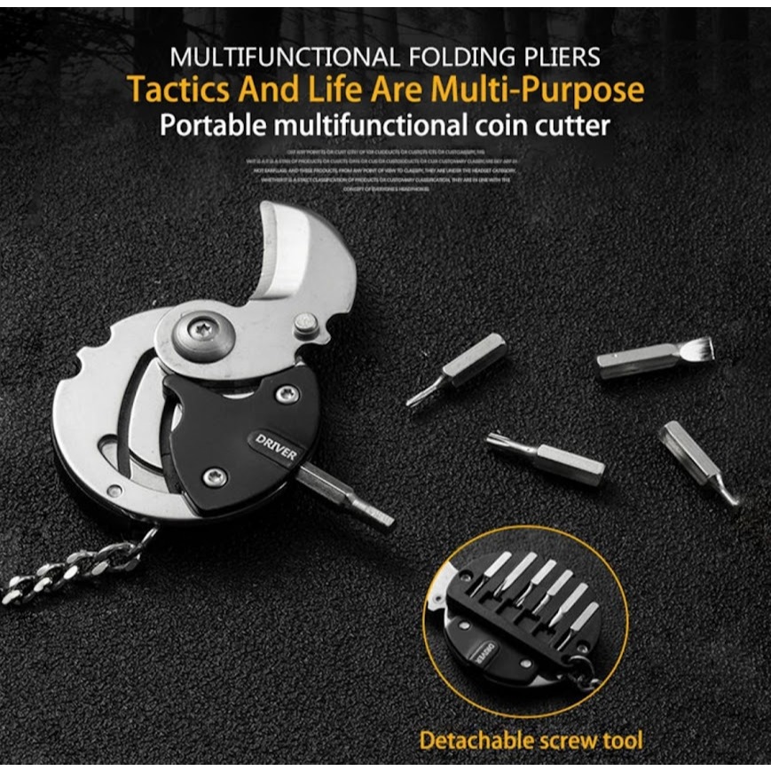 Mini EDC Keychain มีด Multi-Function Coin/Hexagon Shape พับมีดประแจ ...