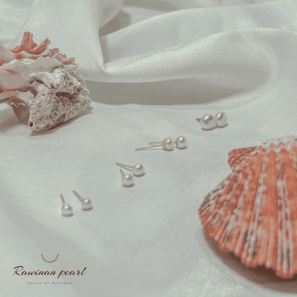 ต่างหูไข่มุกแท้ ทรงซาลาเปา ตัวเรือน S92.5 ขนาด 3-7 มิล | Shopee Thailand