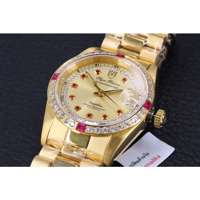 นาฬิกาผู้ชาย OP Olym pianus Automatic รุ่น 89322 ADK (หน้าทอง) | Shopee ...