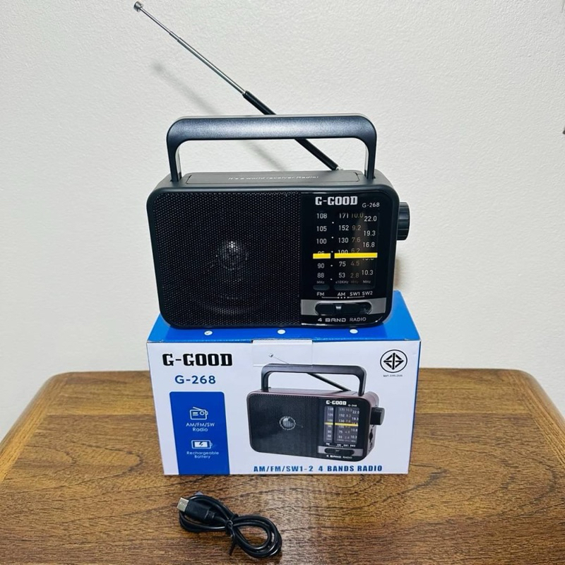 (สามารถชาร์จได้ ใช้ไฟบ้านได้) วิทยุ G Good G-268 mini FM AM เสียงชัด | Shopee Thailand