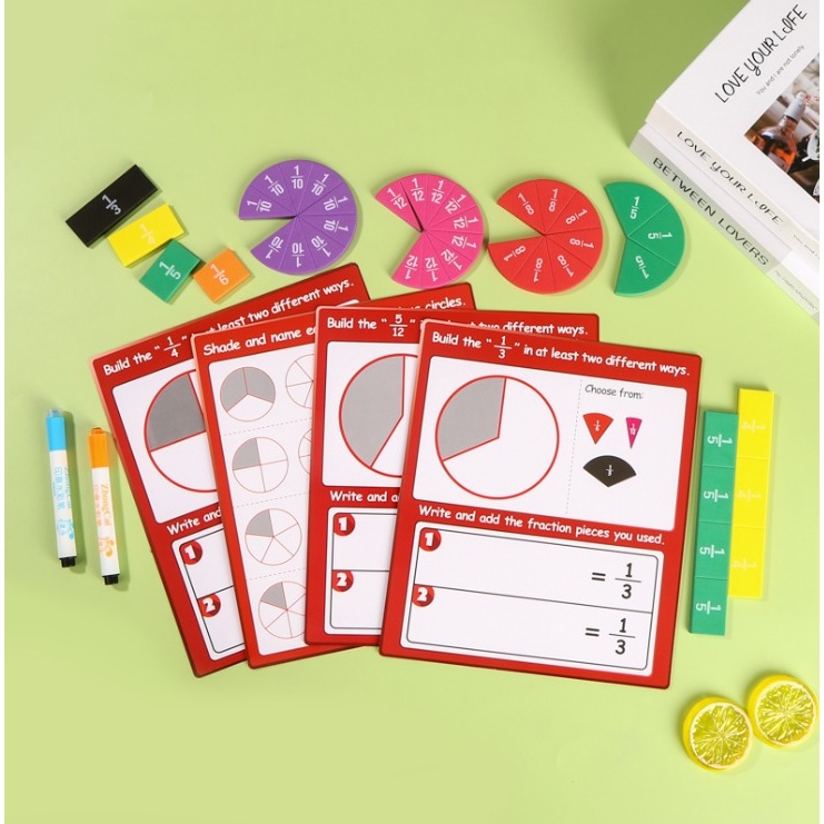 Montessori Magnetic Fraction Pies / Bar / Strips เศษส่วน แบบจำลอง ...