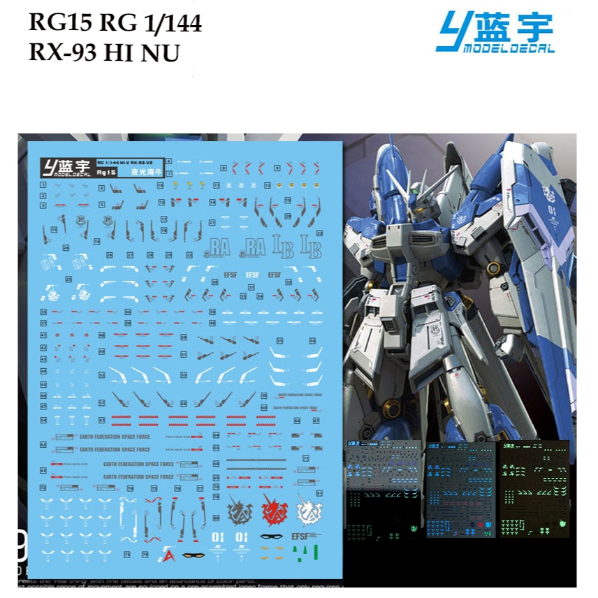 ดีคอลน้ำ [LANYU] RG15 HI NU RG 1/144 WATER SLIDE DECAL MODEL KIT RG 15 | Shopee Thailand