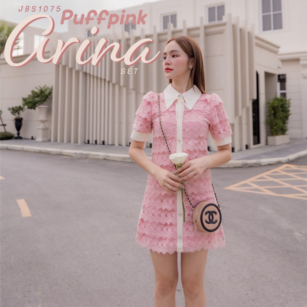 #JBS1075 Puffpink Arina Dress | Shopee Thailand