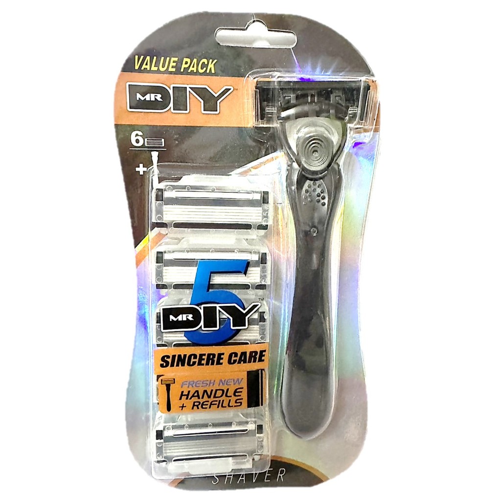 MR.DIY 5 Blade Razors For Men Sincere Care Fresh New Handle+6Refills ...