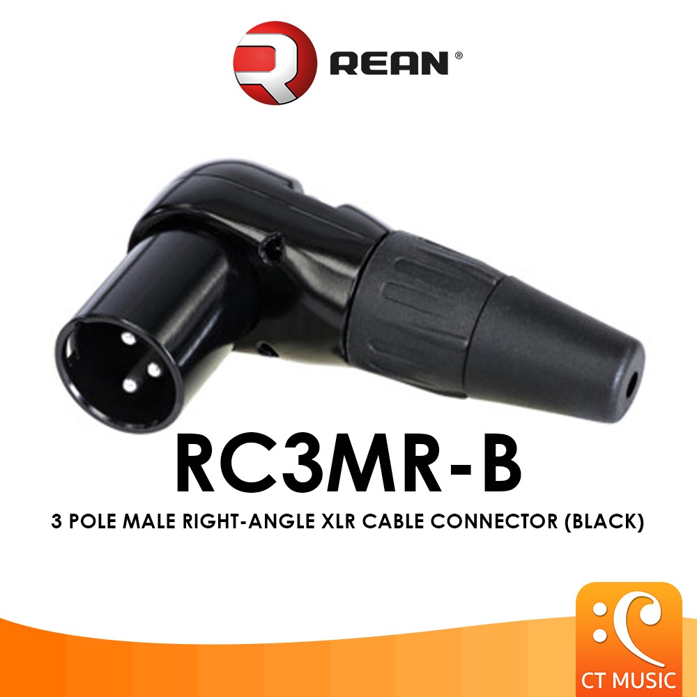 Rean RC3MR-B 3 Pole Male Right-Angle XLR Cable Connector RC3MRB ...
