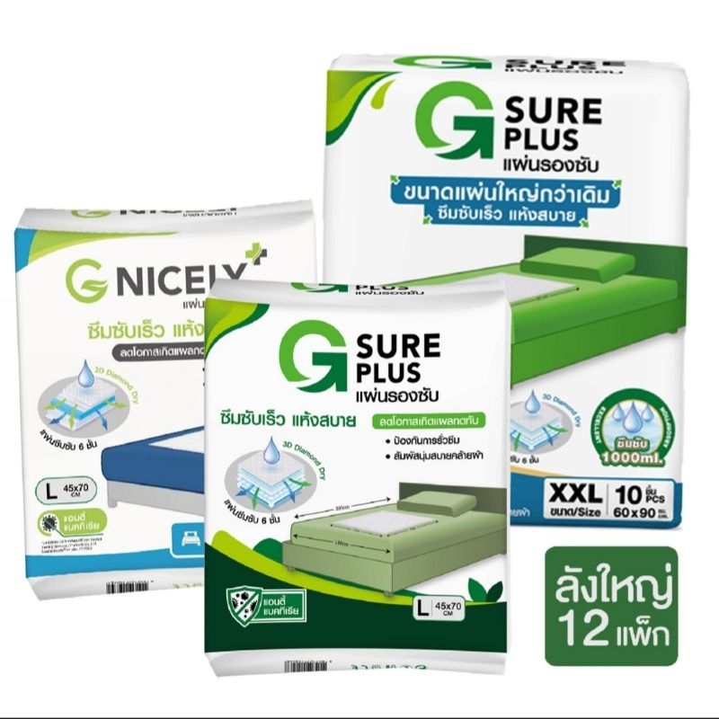 G-SURE PLUS แผ่นรองซับผู้ใหญ่ จำนวน 12 แพ็ค/ 1 ลัง แบรนด์ KSG. สินค้า ...