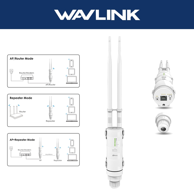 WAVLINK AC600 จุดเชื่อมต่อกลางแจ้ง Wifi Router Wireless Range Extender ...