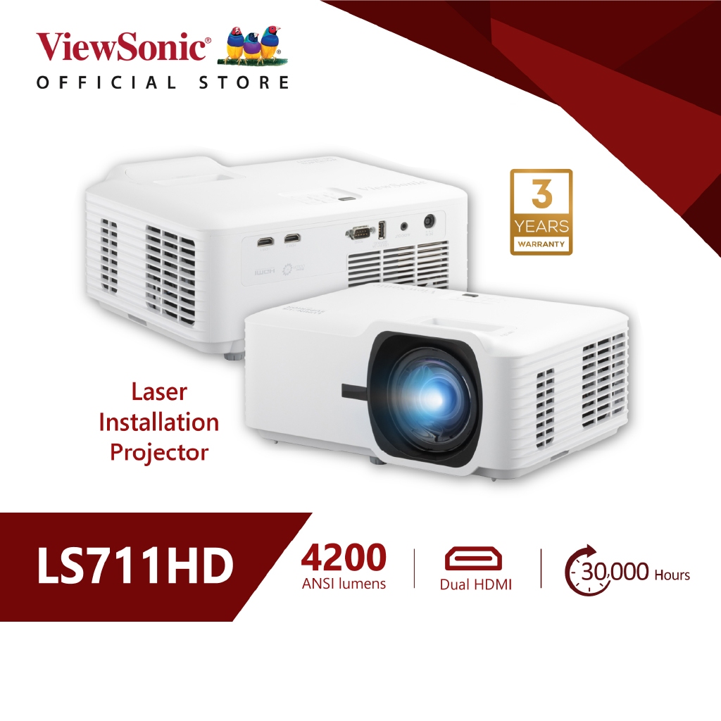ViewSonic LS711HD 4,200 ANSI Lumens Short Throw Laser Installation Projector (โปรเจคเตอร์ ...