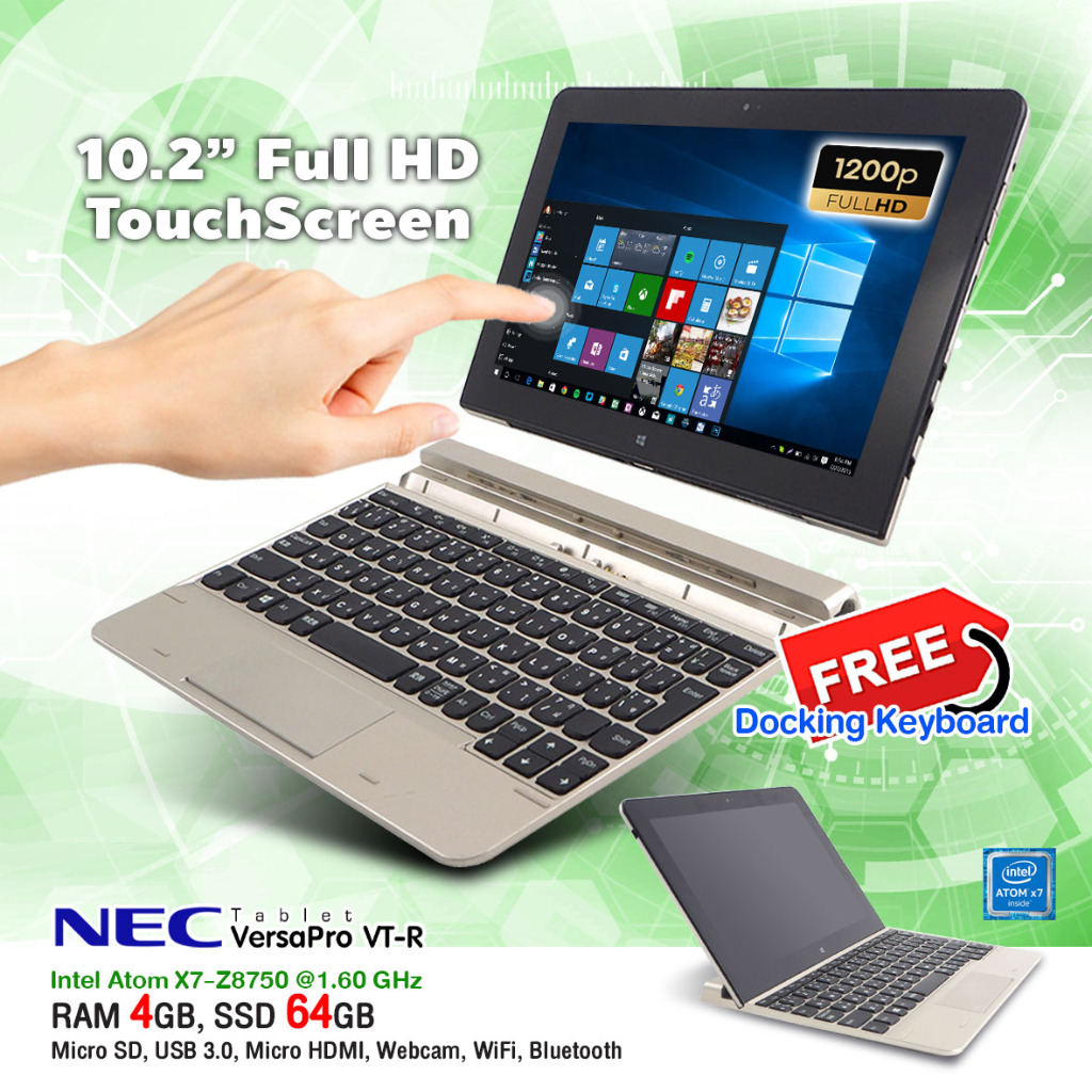 แท็บเล็ต NEC Versapro VT-R | 10.2" FHD IPS | Intel Atom X7-Z8750 | RAM ...