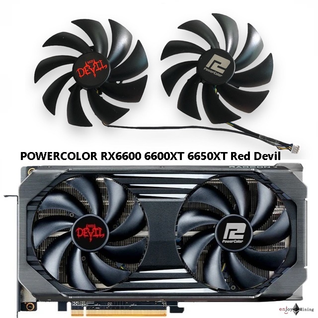 พัดลมการ์ดจอ POWERCOLOR RX6600 6600XT 6650XT Red Devil graphics card ...