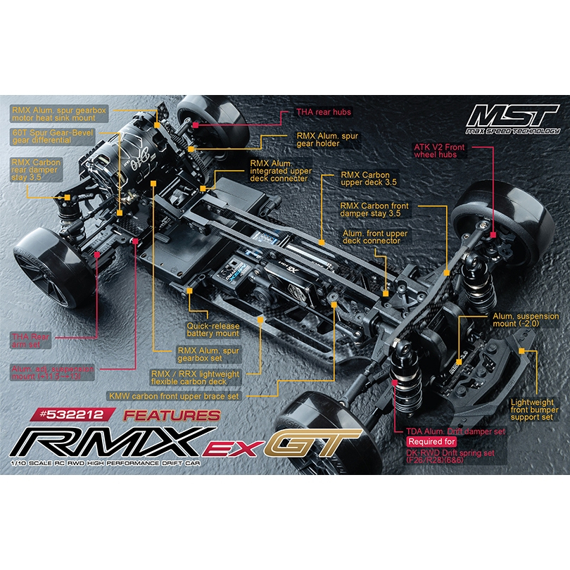 MST 1/10 RMX EX GT COMPETITION-LEVEL RWD DRIFT CAR KIT EP | Shopee Thailand