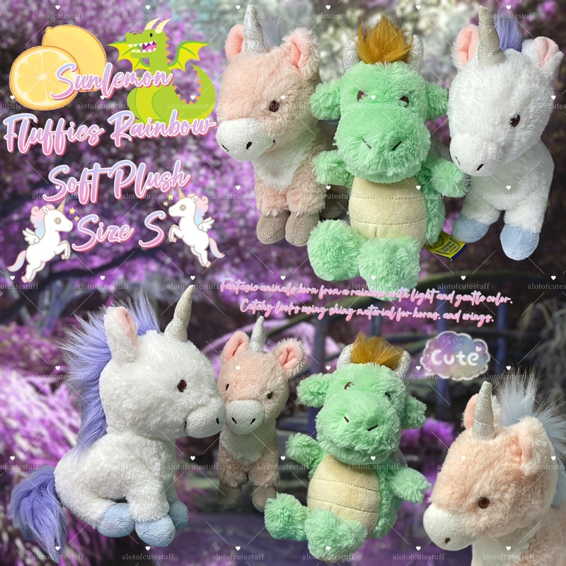 ตุ๊กตายูนิคอร์น และมังกร สีพาสเทลพาสใจ SUNLEMON ขนนุ่มมม ก้นถ่วง Sunlemon Fluffiest Rainbow Soft ...