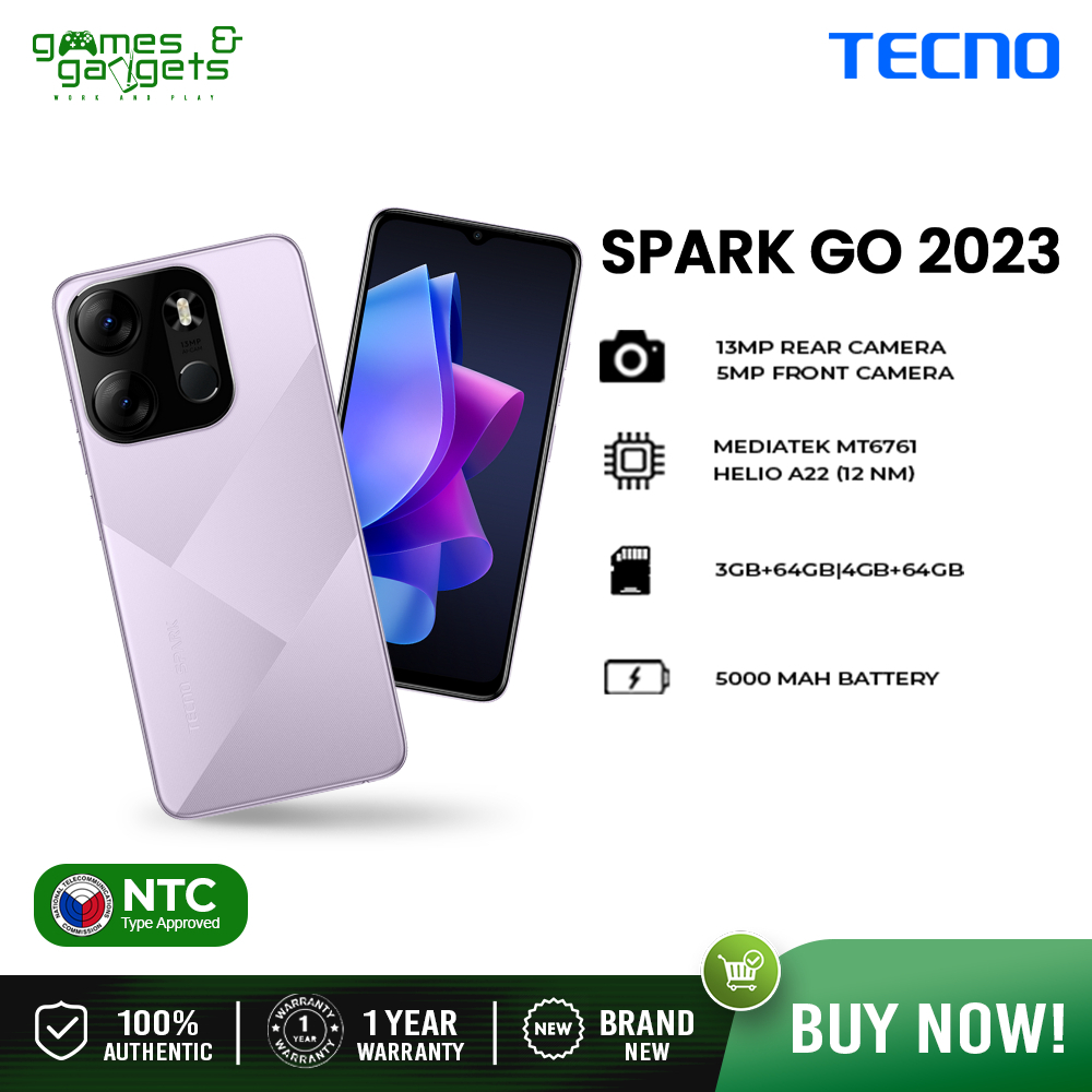 Tecno Spark Go ( 8GB RAM + 128GB ROM | 4GB RAM + 128GB ROM ) - Octa-Core - 16MP Clear Rear ...