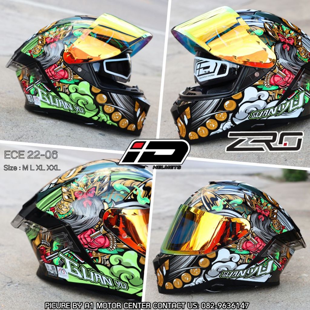 ใหม่2024 หมวกกันน็อคเต็มใบ ID HELMET รุ่น ZRO แว่น 2 ชั้น แถมฟรีชิวใส 1 ...