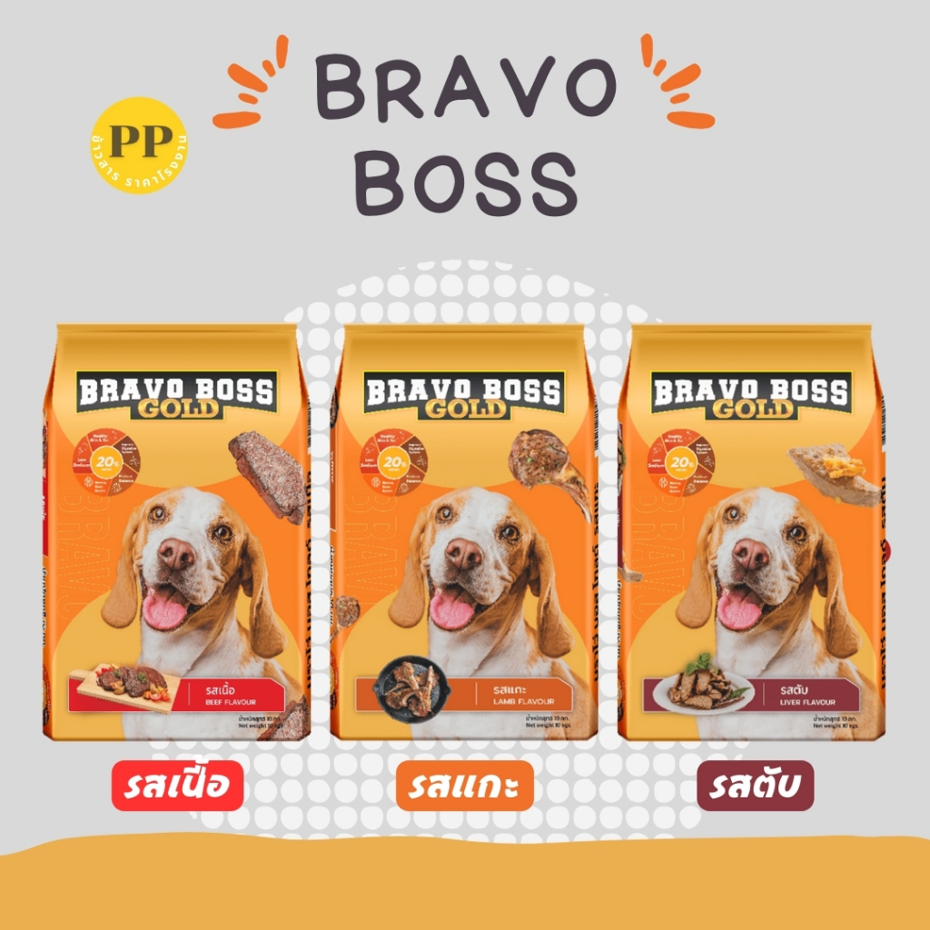 (ส่งฟรีเก็บโค้ดที่หน้าหลัก)Bravo Boss Gold อาหารสุนัข บราโว่ บอส โกลด์ รส เนื้อ // ตับ // แกะ ...