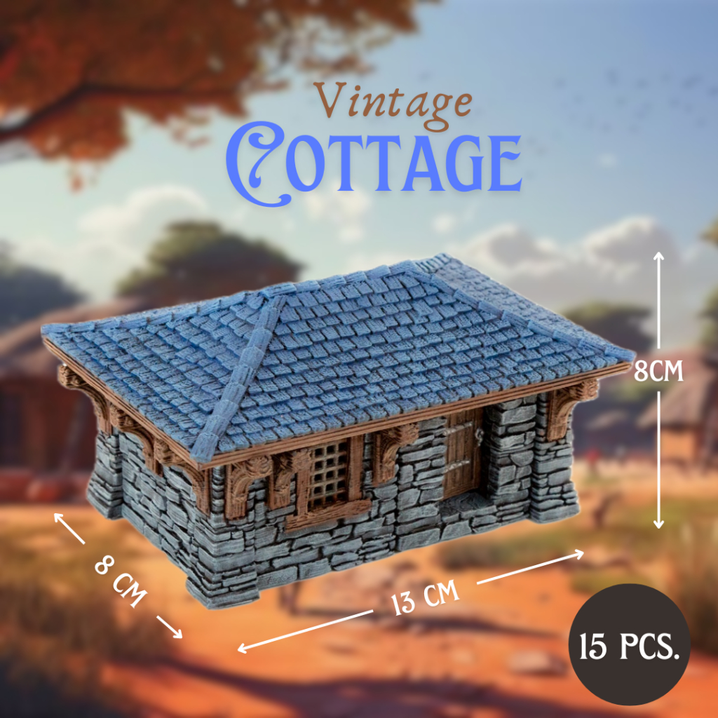 DnD โมเดลบ้าน Vintage Cottage 1 ชั้น ขนาด 8*13*8 cm (งาน PLA ยังไม่ลงสี ...