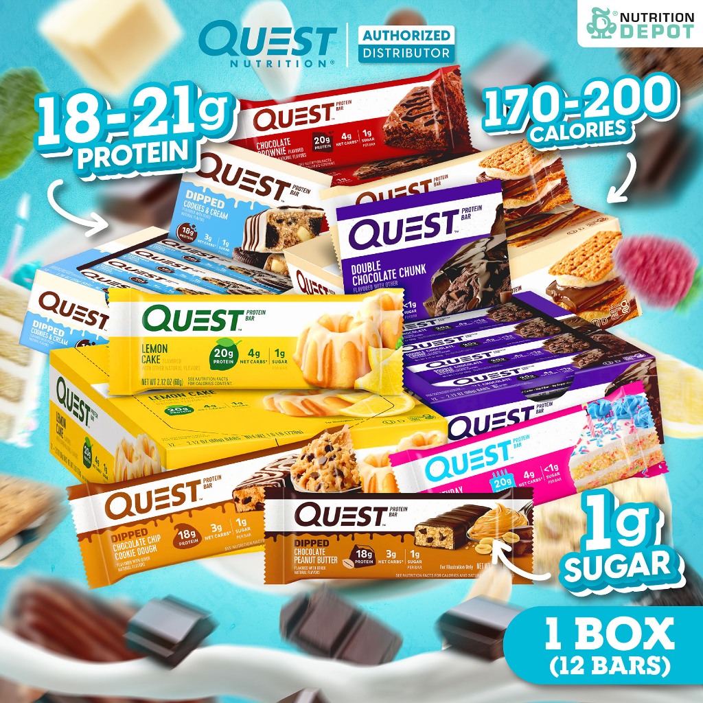 Quest Protein Bar 1 Box (12 Bars) - โปรตีนบาร์ ขนมคลีน (12 ชิ้น ...
