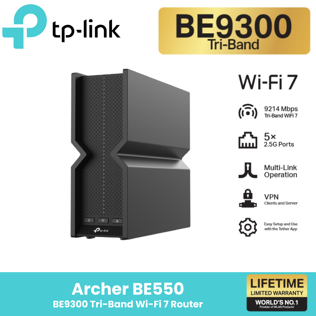 [New! WiFi 7] TP-Link Archer BE550 BE9300 Tri-Band เราเตอร์ไวไฟ7 ดาวน์ ...