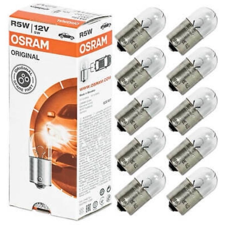 หลอดไฟรถยนต์ OSRAM R5W ขั้วหลอดแบบเขี้ยว 1 ไส้ 12V 5W (1 กล่อง 10 หลอด ...