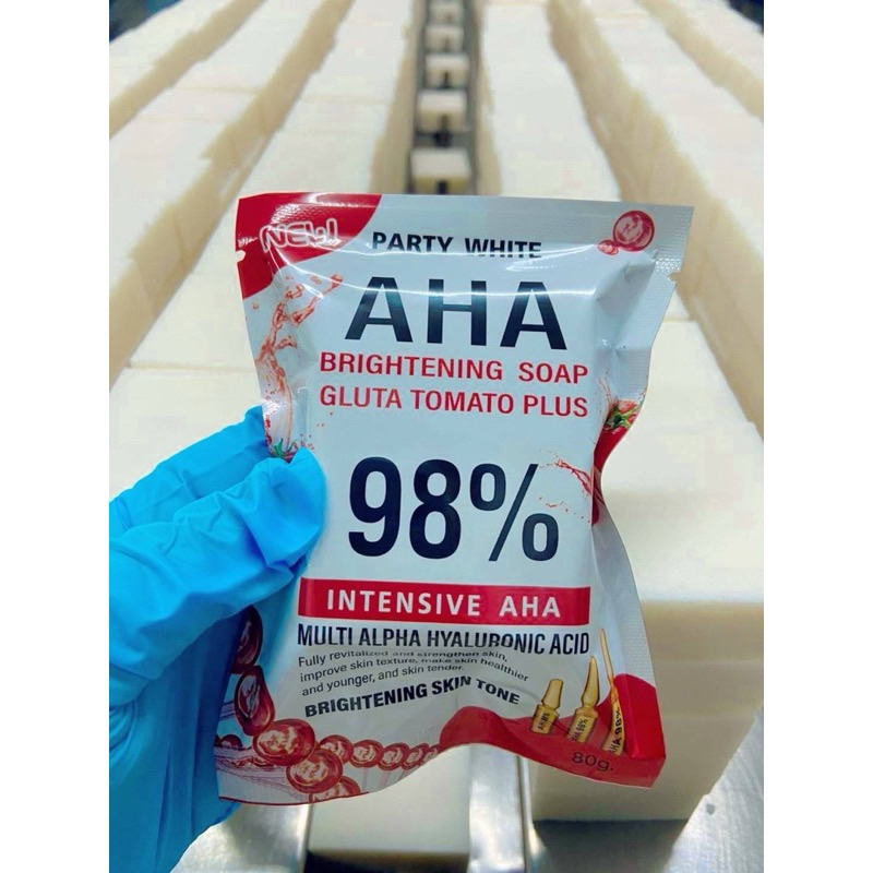 Party White AHA Brightening Soap Gluta Tomato Plus 80g. สบู่มะเขือเทศ | Shopee Thailand