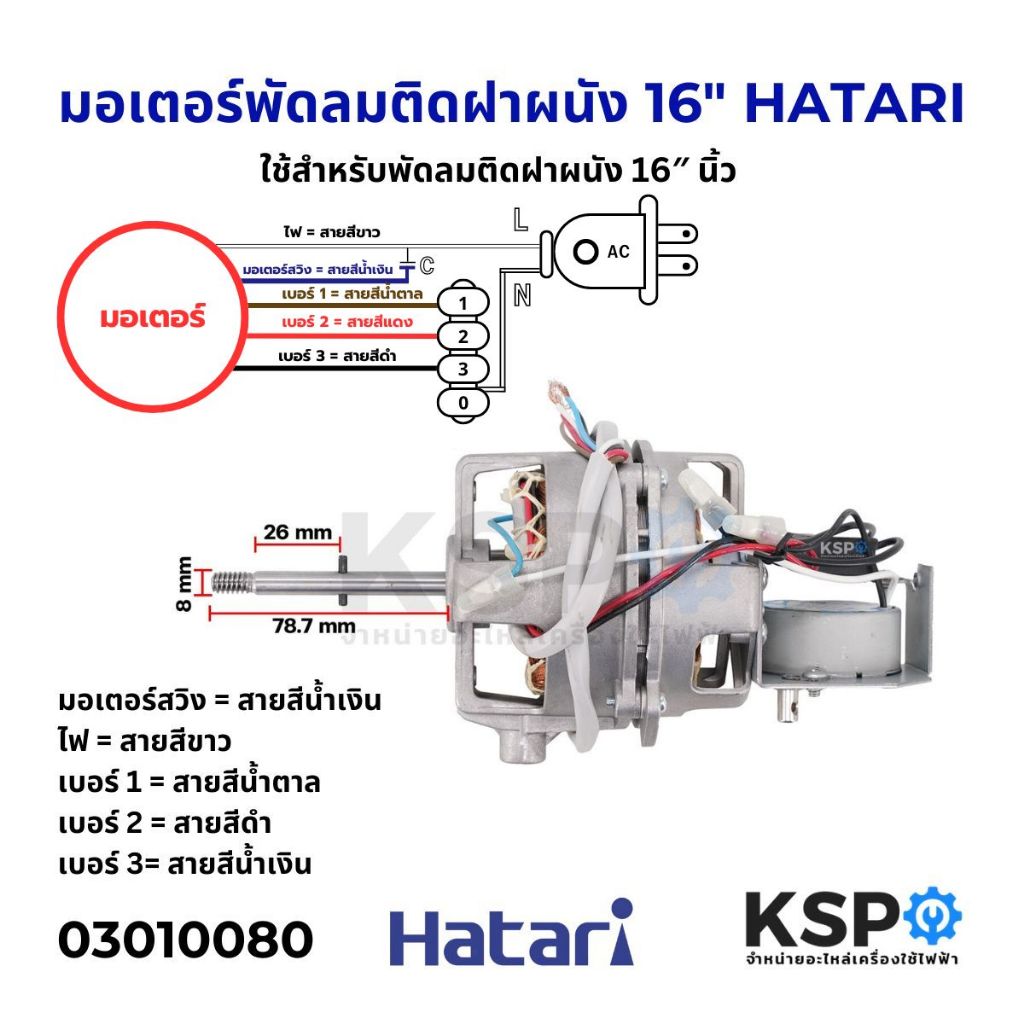 มอเตอร์พัดลม 16″ HATARI ฮาตาริ ติดฝาผนัง Fan Motor (Wall Mount Fan ...
