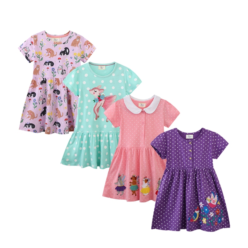 (2T-7T) เดรสเด็กผู้หญิง Jumping Meters Dress ผ้าคอตตอนพิมพ์ลาย T196 ...