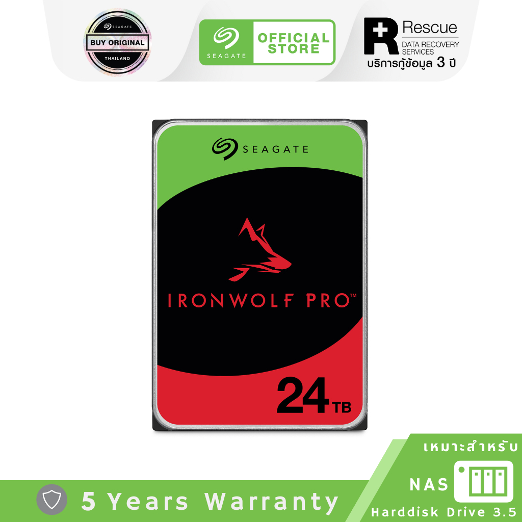Seagate 24TB IronWolf Pro NAS HDD 3.5” 7200RPM C/512MB SATA 6Gb/s (ST24000NT002) | Shopee Thailand