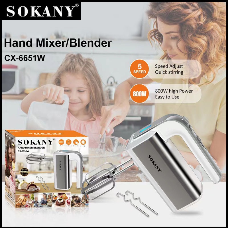 SOKANY 800W เหล็กกล้าไร้สนิม เครื่องผสมอาหาร เครื่องตีไข่ เครื่องตีไข่ไฟฟ้า รับประกัน 1ปี ...