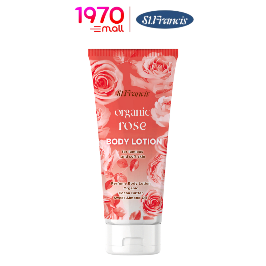 St.Francis Organic Pose Lotion 180ml. โลชั่นบำรุงผิว กลิ่นออร์แกนิค โรส ซึมเร็ว บางเบา กลิ่นหอม ...