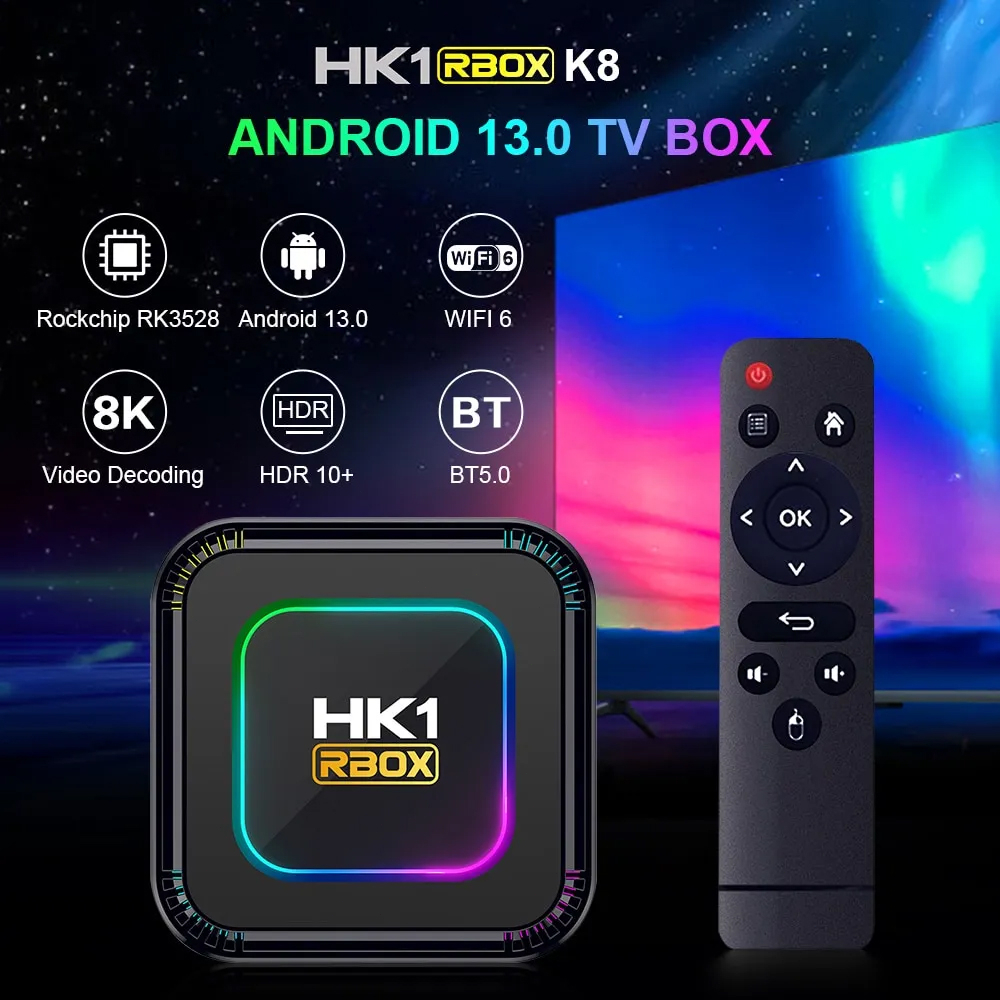 กล่องแอนดรอย 2024 Android TV Box HK1 RBOX K8 แรม 4GB+64GB/4GB+128GB Rockchip ใหม่ RK3528 ...