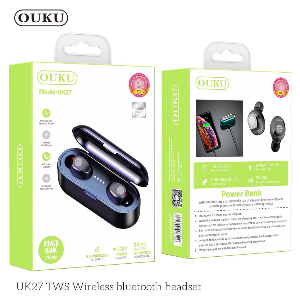ใหม่!! OUKU UK27 หูฟังบลูทูธ TWS Wireless Bluetooth headset หูฟังบลูทูธ ...