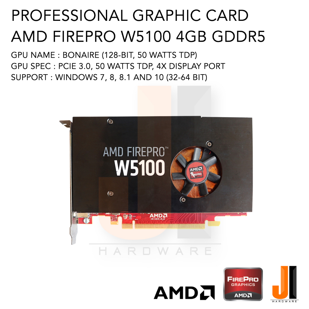 Professional Graphic Card AMD FirePro W5100 4GB 128-Bit GDDR5 (มือสองสภาพดีมีการรับประกัน ...
